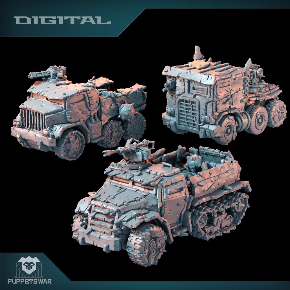Exclusive Orc War Trucks Bundle STL Product Bundle by Puppetswar Miniatures