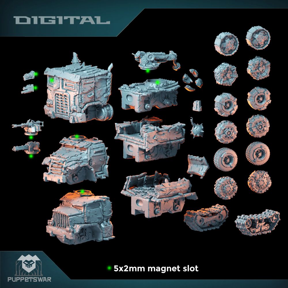 Exclusive Orc War Trucks Bundle STL Product Bundle by Puppetswar Miniatures