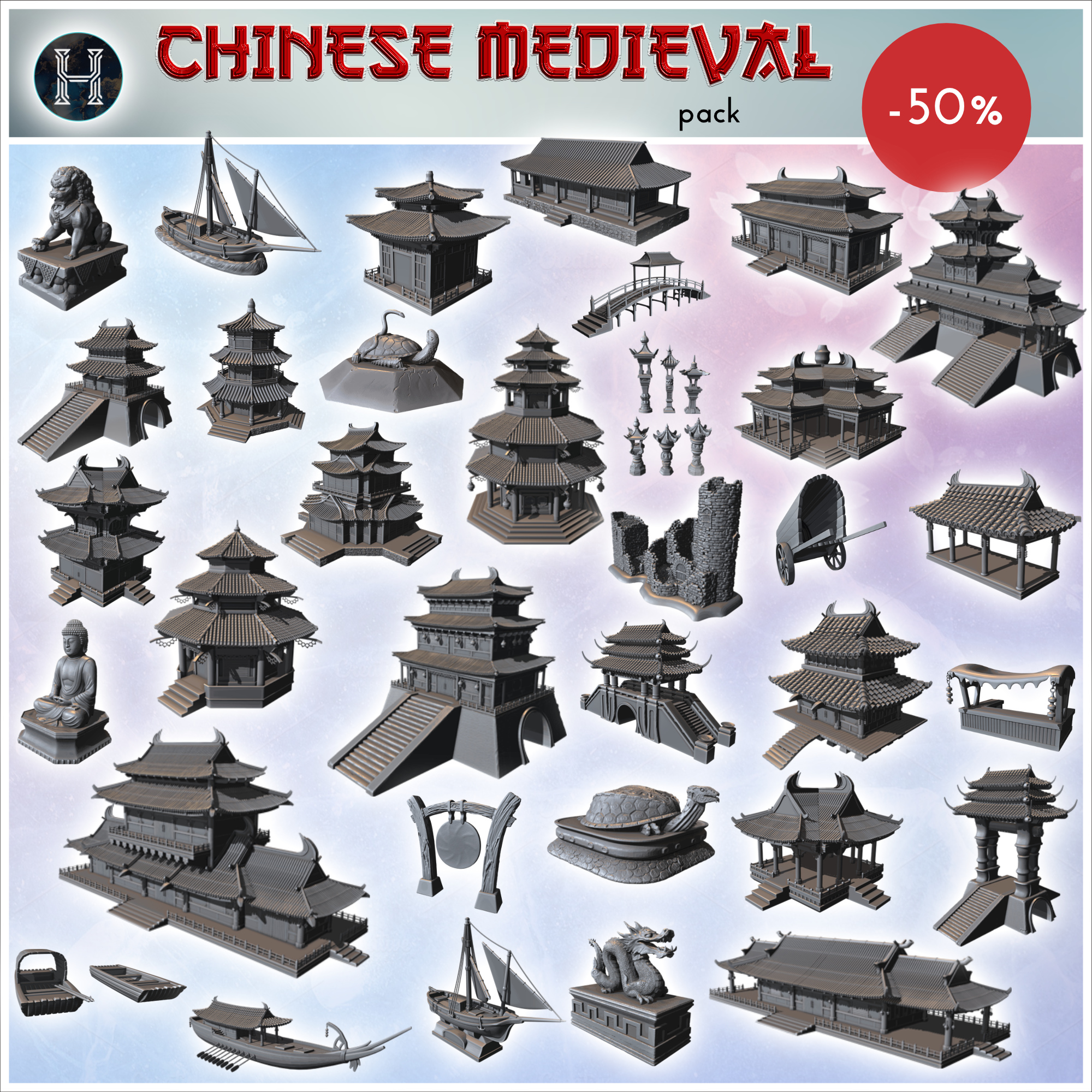 Exclusive Medieval chinese pack - Medieval Asia Feudal Asian ...