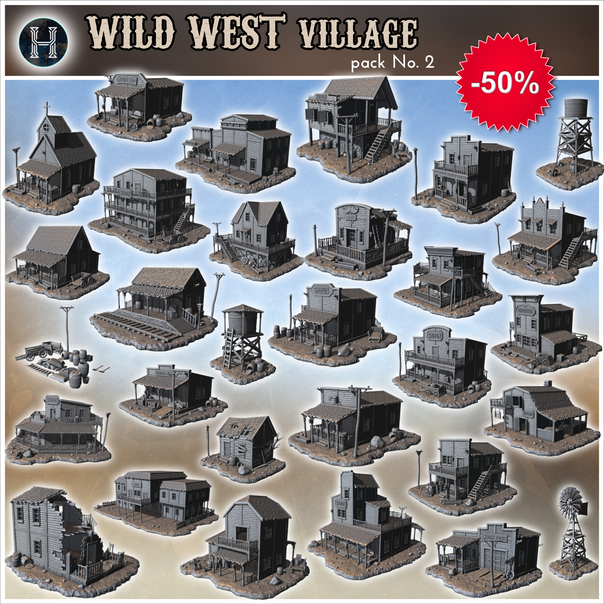 Exclusive Wild-West buildings pack N° 2 - Cowboy USA America ACW ...