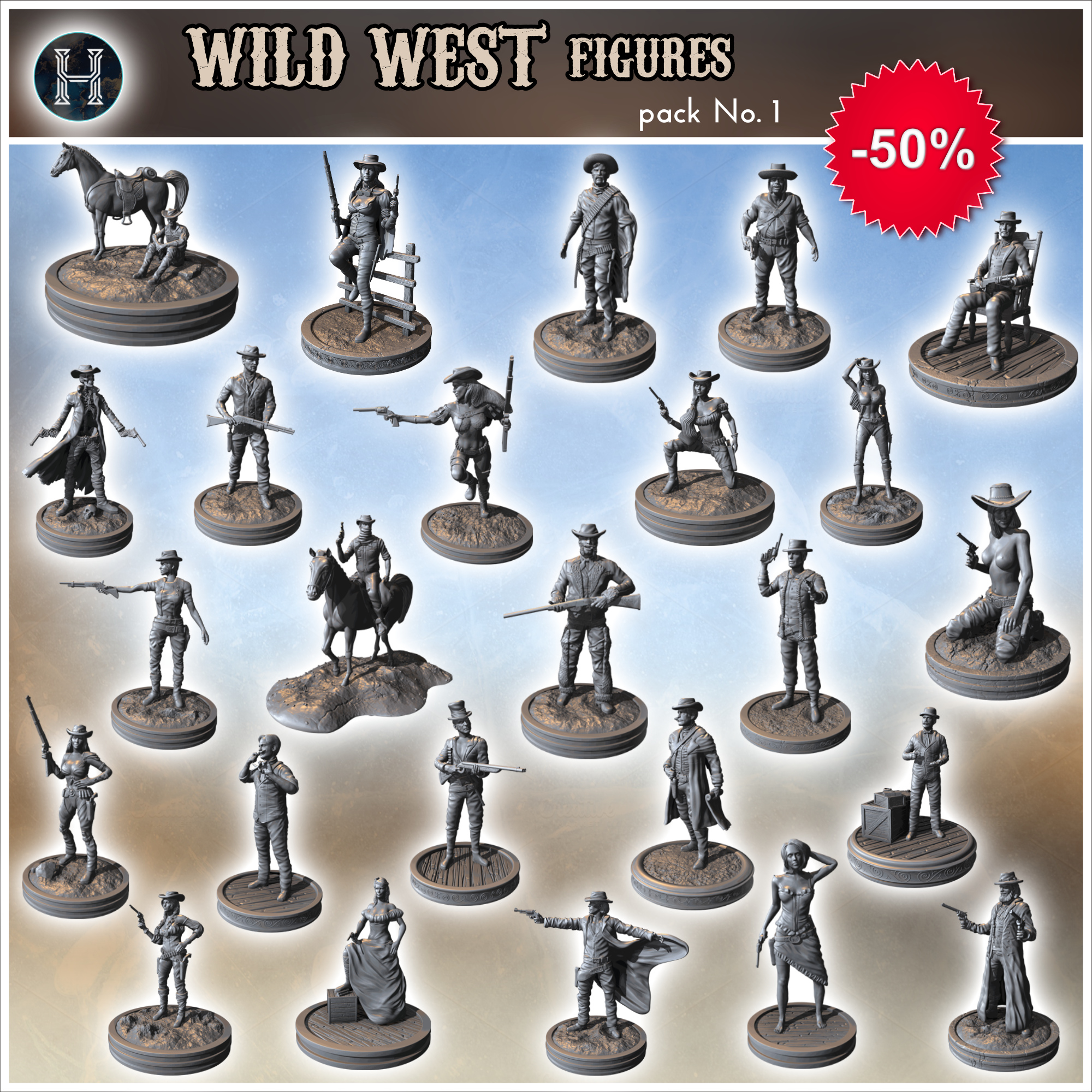 Exclusive Wild-West figures pack N° 1 - Cowboy USA America ACW American ...