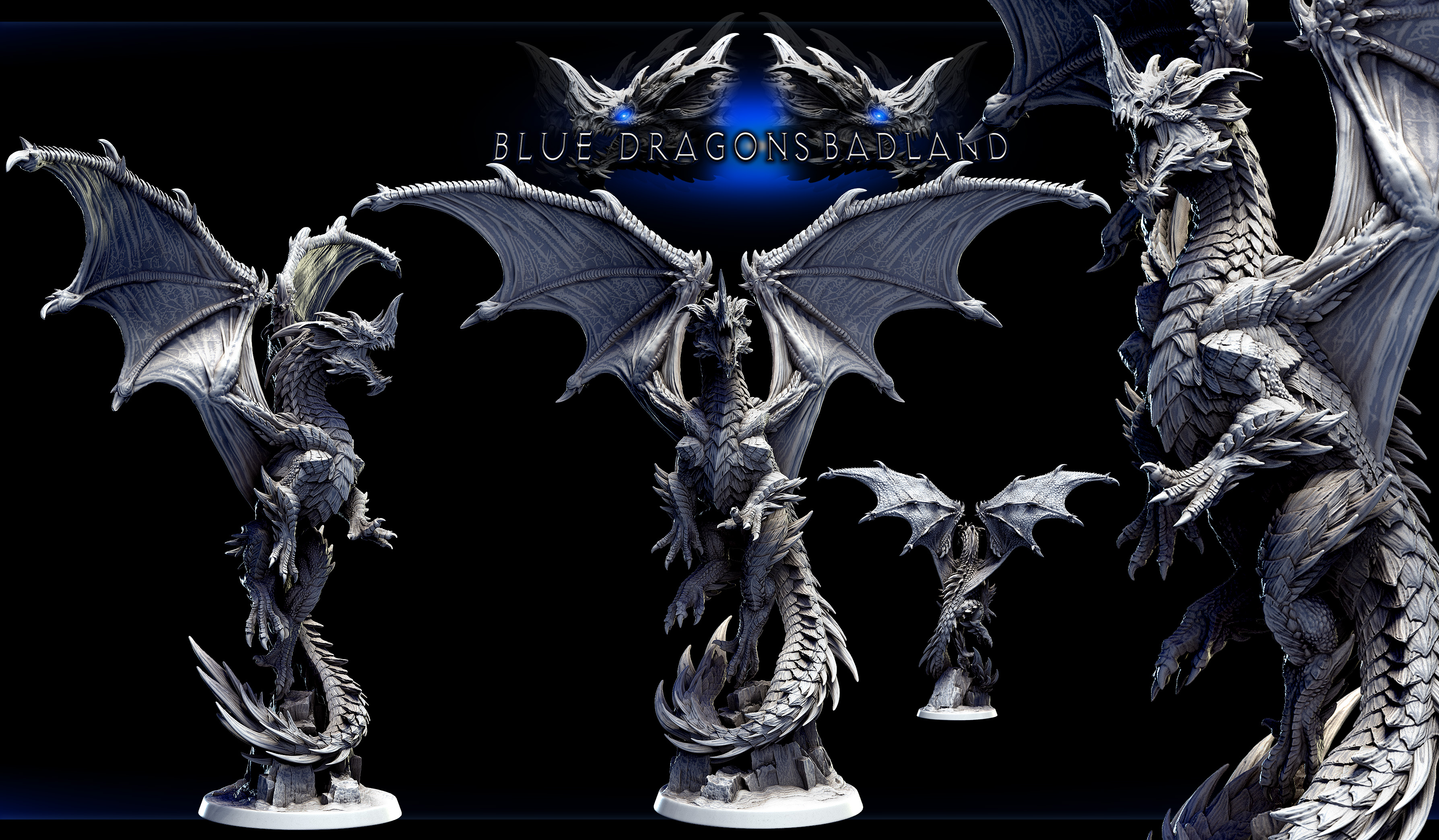 Exclusive Blue DRAGON (Young, Adolescent, Adult, Elder) (7 poses) STL ...