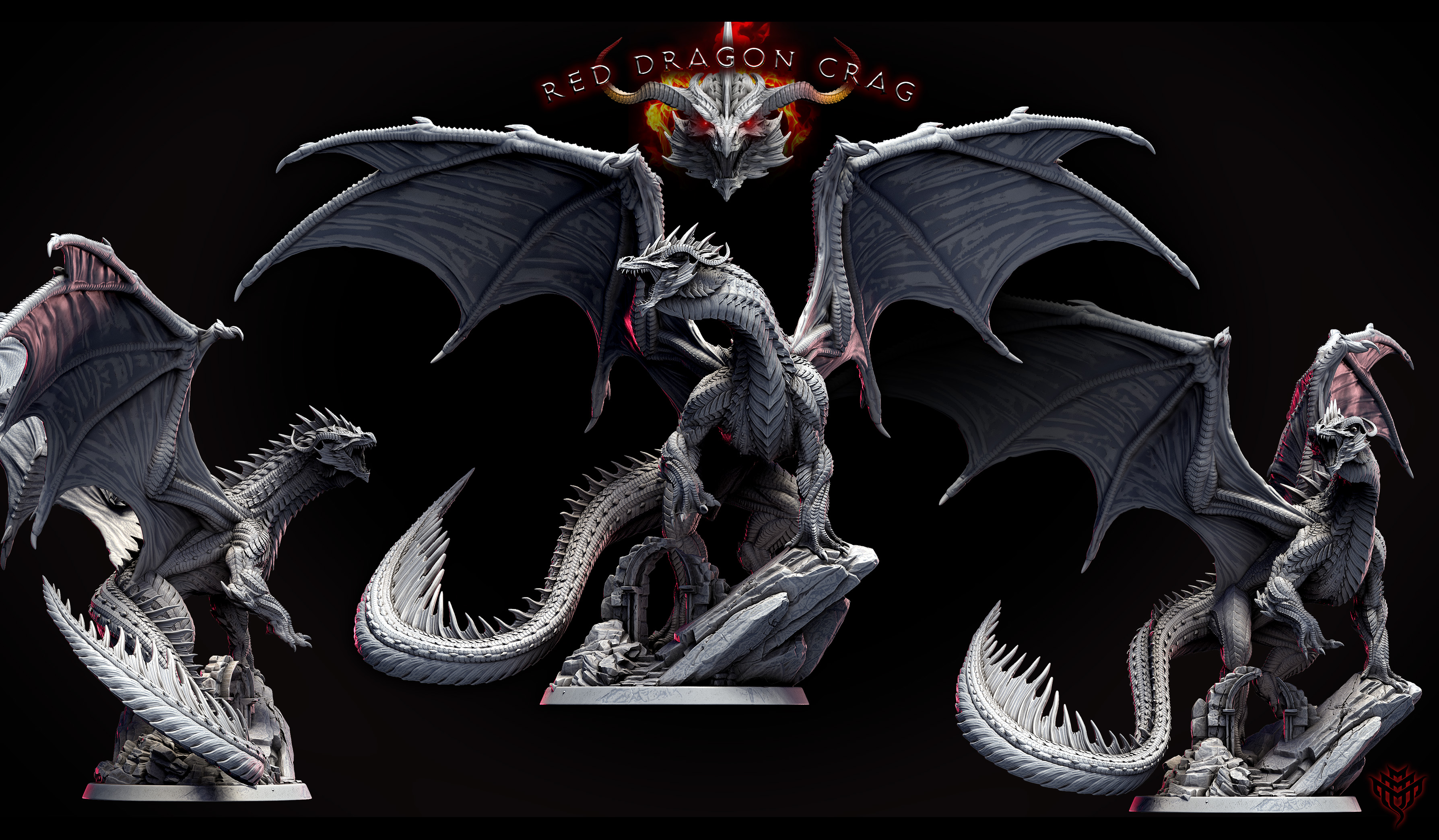 Exclusive RED DRAGON (Young, Adolescent, Adult, Elder) (7 poses) STL ...