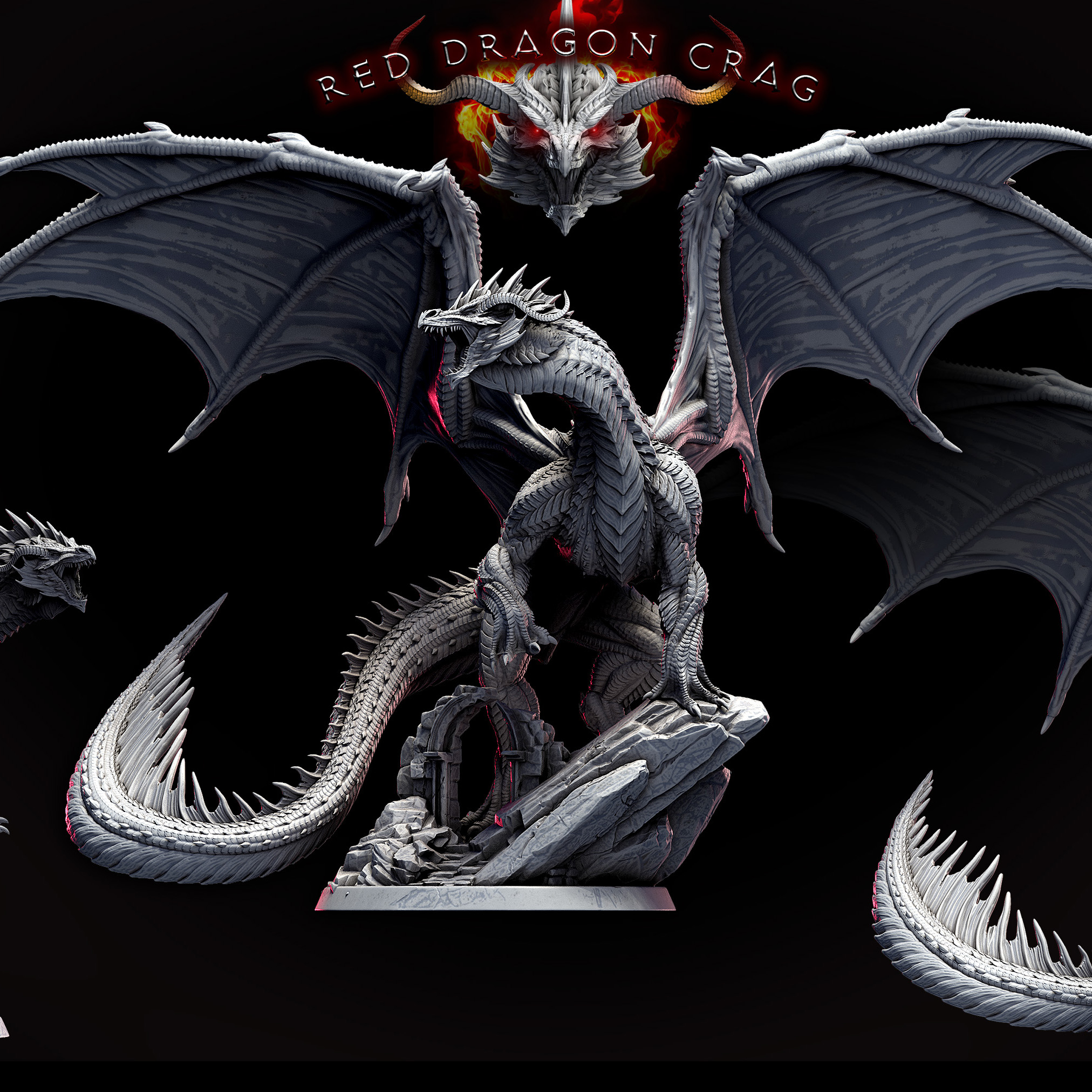 Exclusive RED DRAGON (Young, Adolescent, Adult, Elder) (7 poses) STL ...