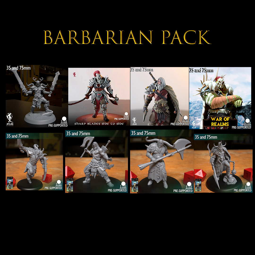 Exclusive Barbarian Male Pack STL Product Bundle by Atlas Studios
