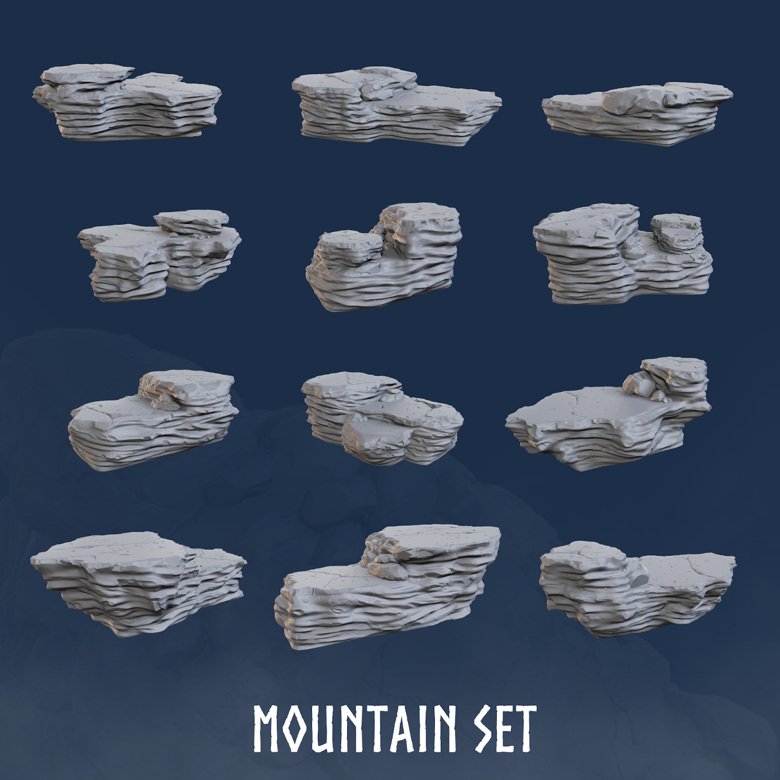 Exclusive Mountain Terrain Miniature Bundle 25 Models | Lava Rocks ...