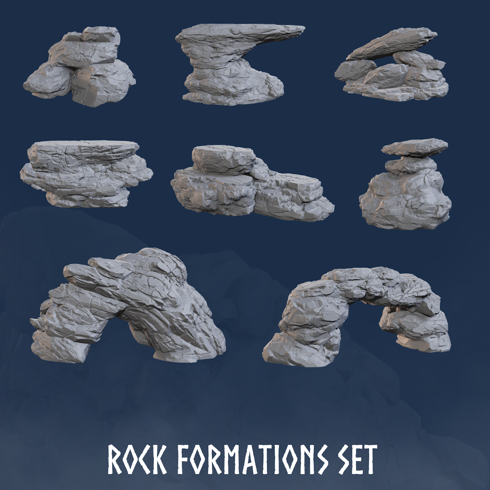 Exclusive Mountain Terrain Miniature Bundle 25 Models | Lava Rocks ...