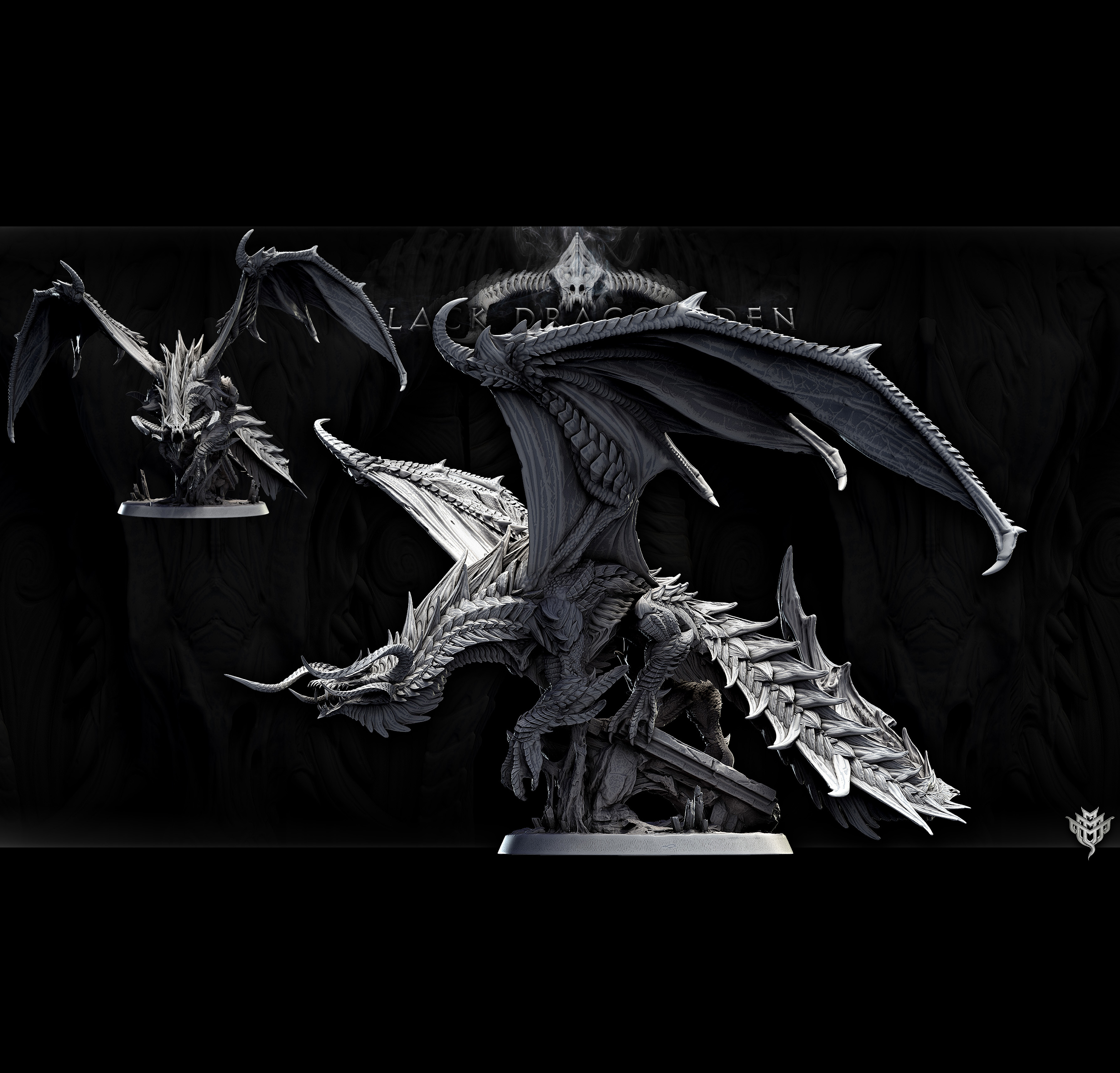 Exclusive BLACK DRAGON (Young, Adolescent, Adult, Elder) (7 poses) STL ...