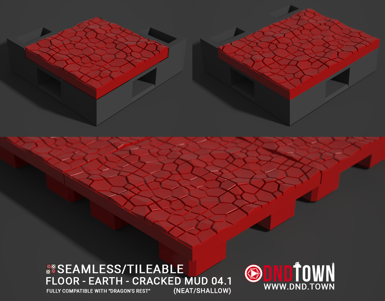 Exclusive SET: Floor - Cracked Mud 04.1 (CENTRE, EDGE, CORNER) STL ...