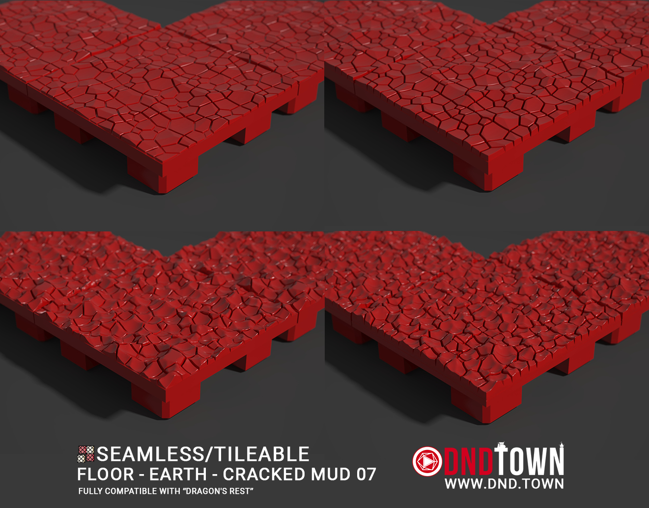 Exclusive VARIETY: Floor - Cracked Mud 07 (CENTRE SET) STL Product ...