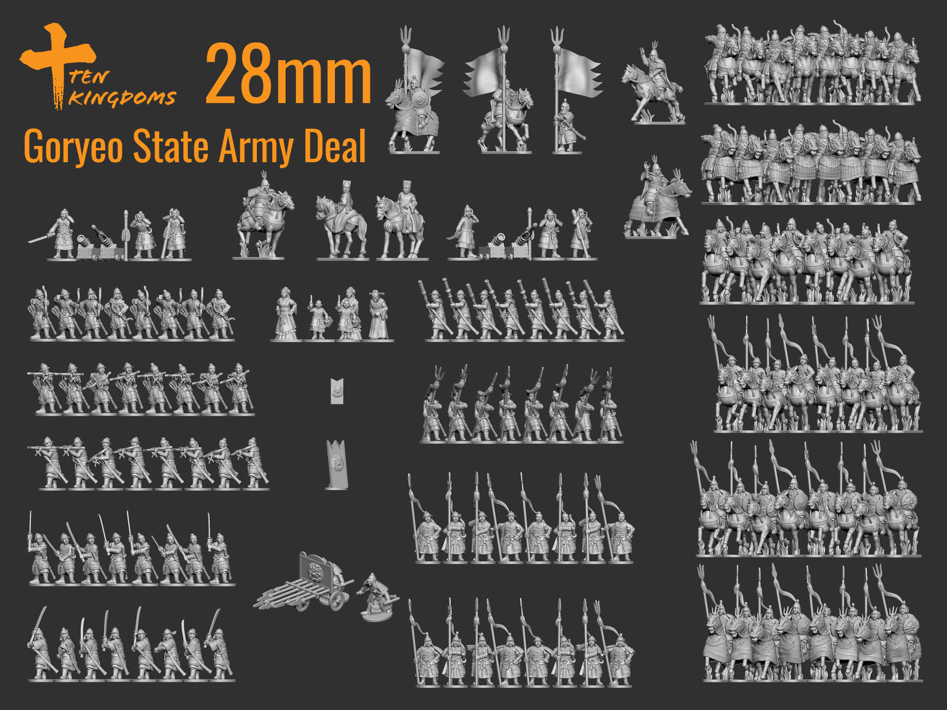Exclusive 28mm Goryeo Korean (918-1399CE) Army Bundle STL Product ...