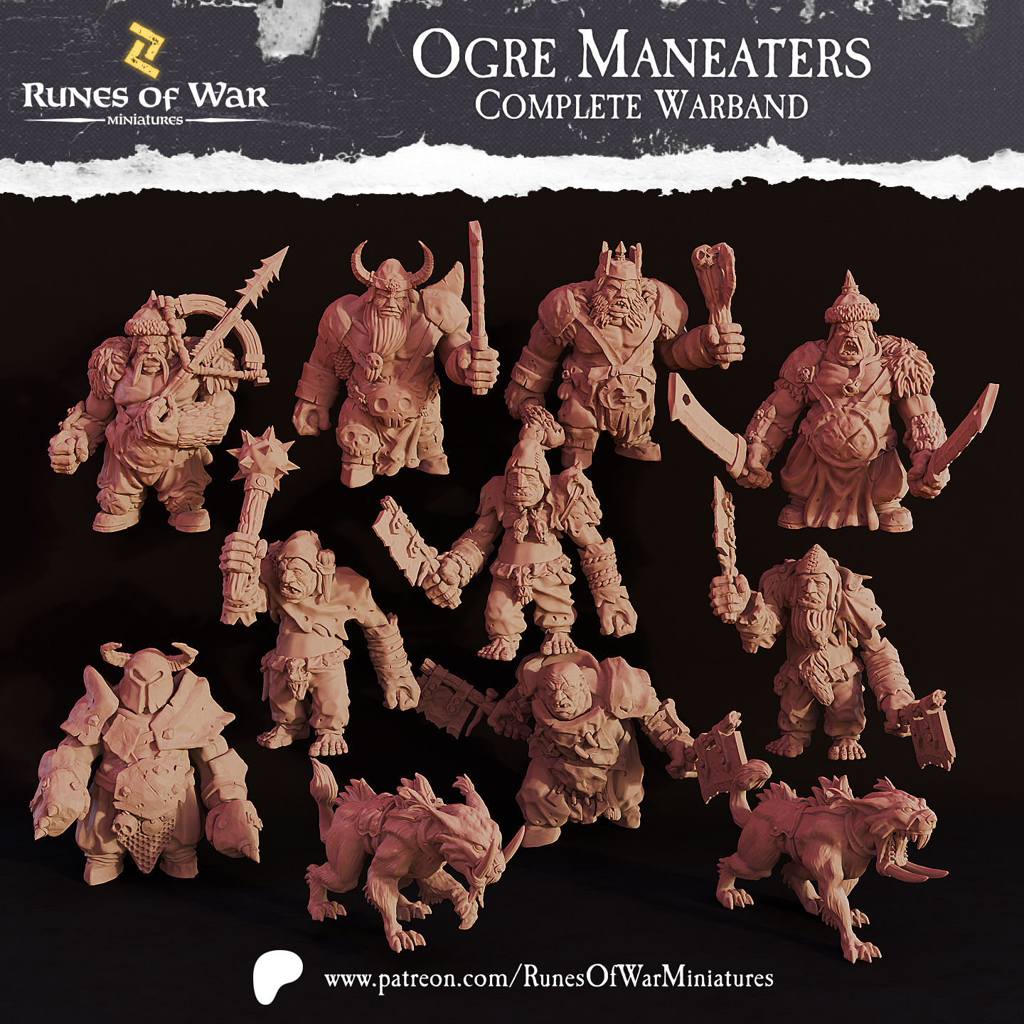 Exclusive Ogre Maneaters Warband STL Product Bundle by Runes of War ...