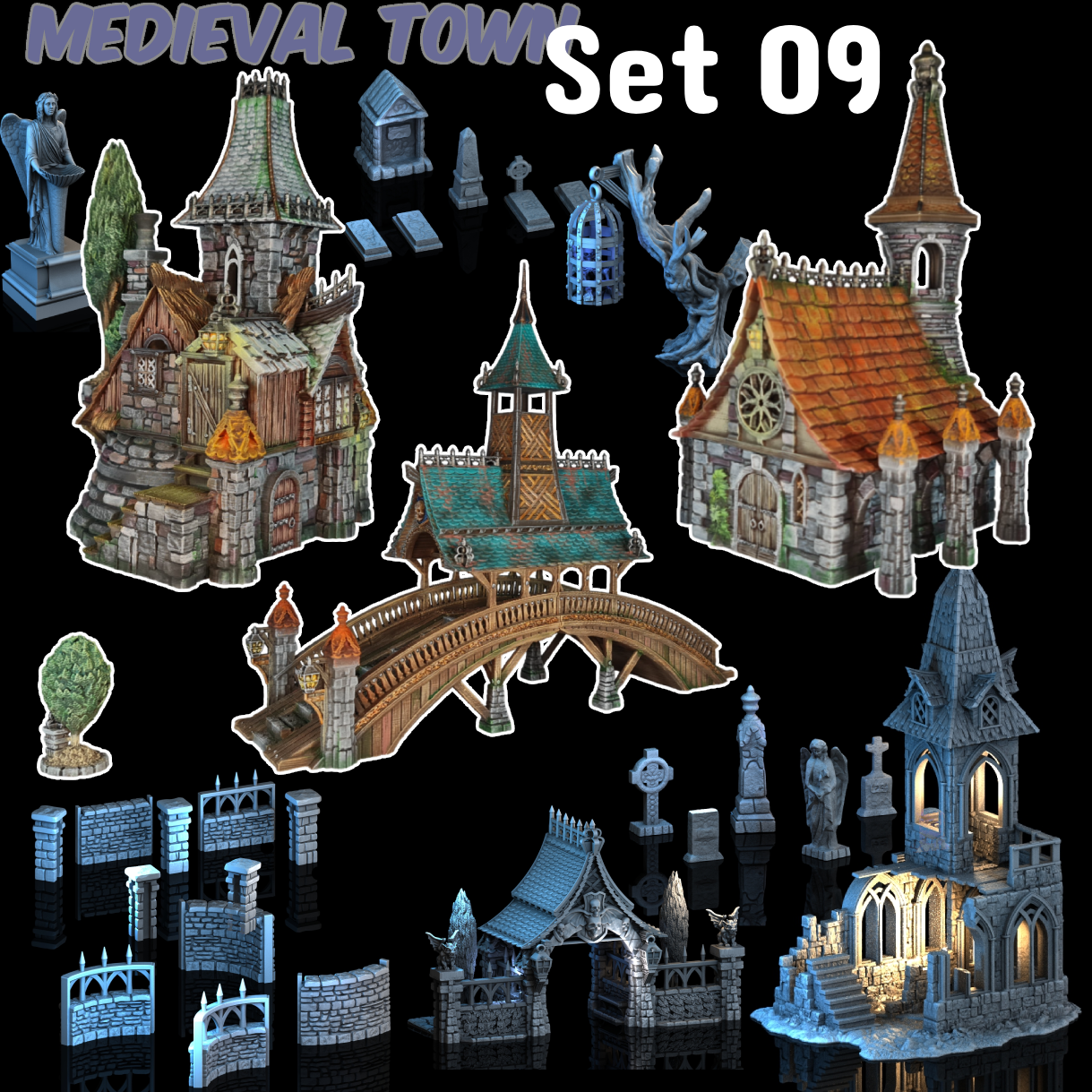 Exclusive Medieval RPG Town Set 9 STL Product Bundle by Adrian