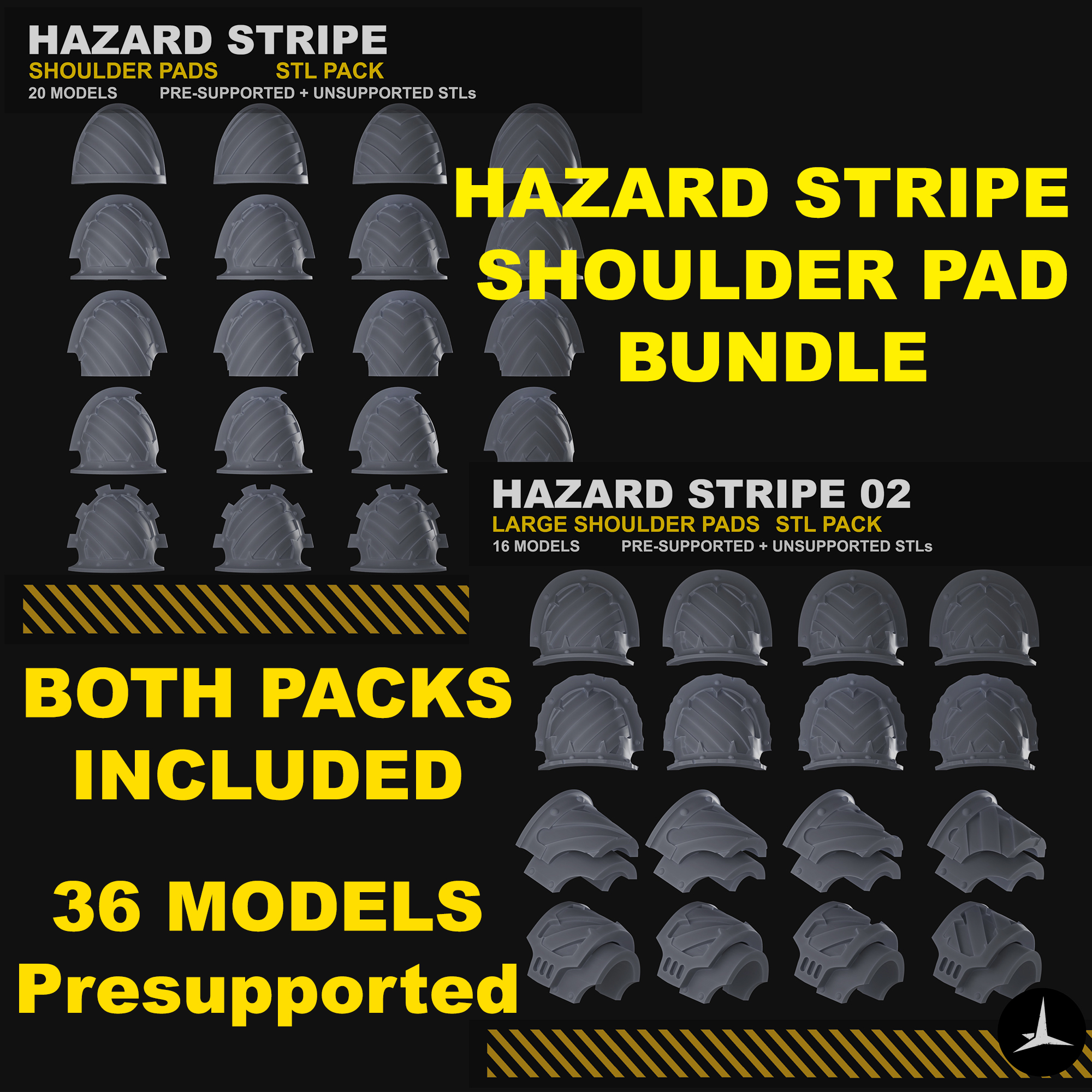 Exclusive Hazard Stripe Shoulder Pads Pack Bundle – Sci-Fi Power Armour ...