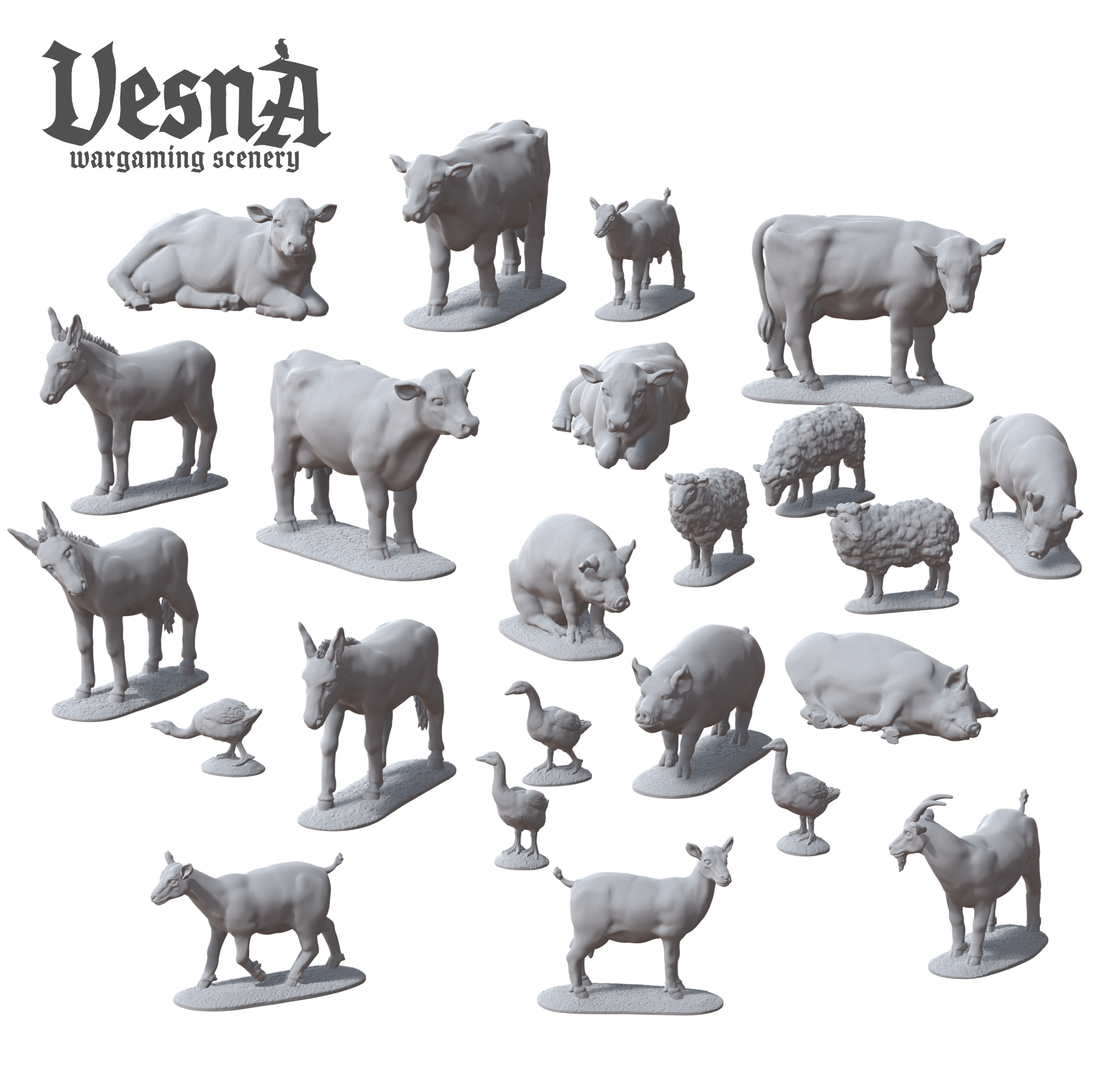 Exclusive FARM ANIMALS BUNDLE STL Product Bundle by VESNA SCULPTS