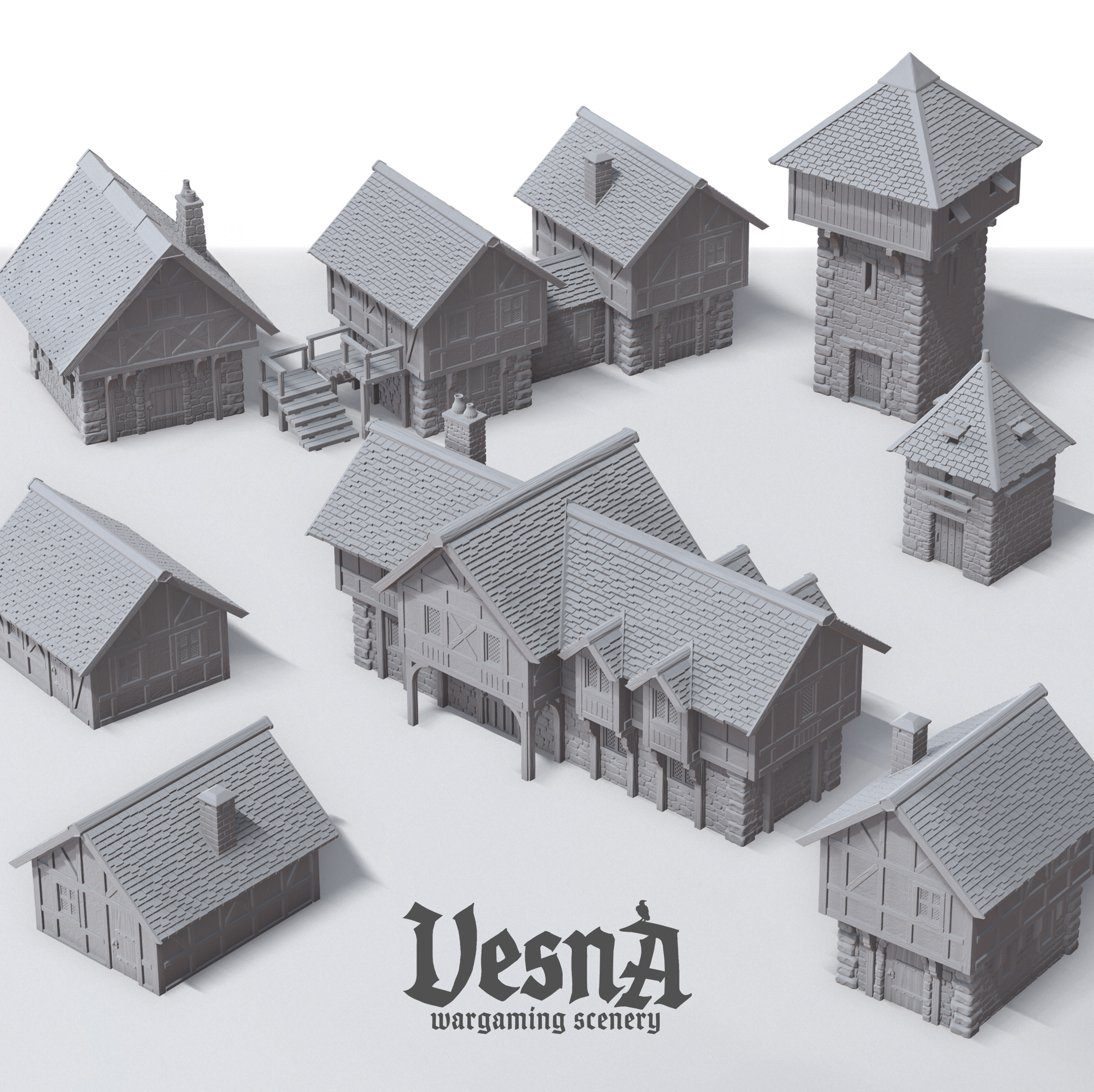 Exclusive MEDIEVAL TOWN BUNDLE STL Product Bundle by VESNA SCULPTS