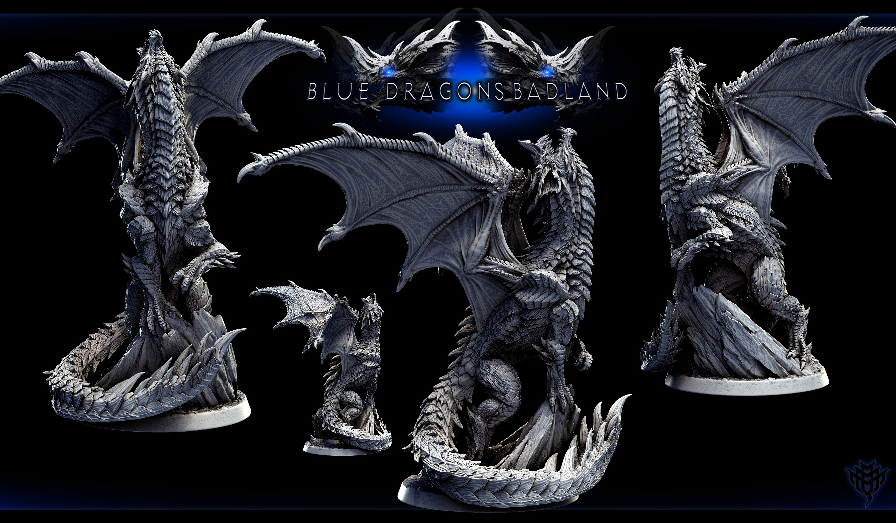 Exclusive Blue DRAGON (Young, Adolescent, Adult, Elder) (7 poses) STL ...