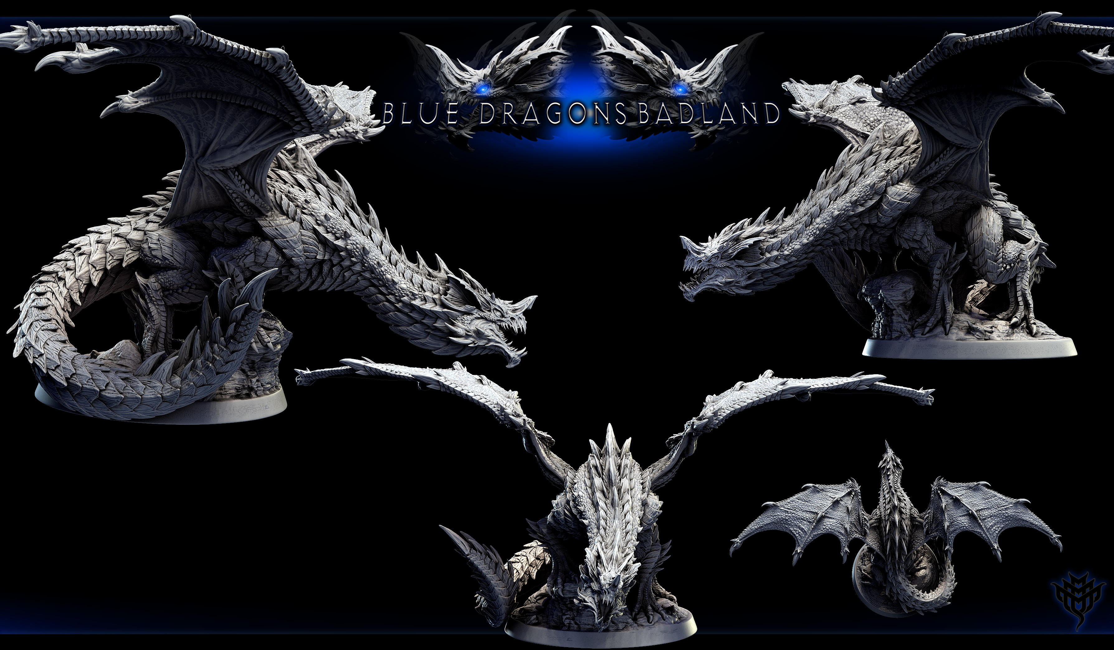 Exclusive Blue DRAGON (Young, Adolescent, Adult, Elder) (7 poses) STL ...