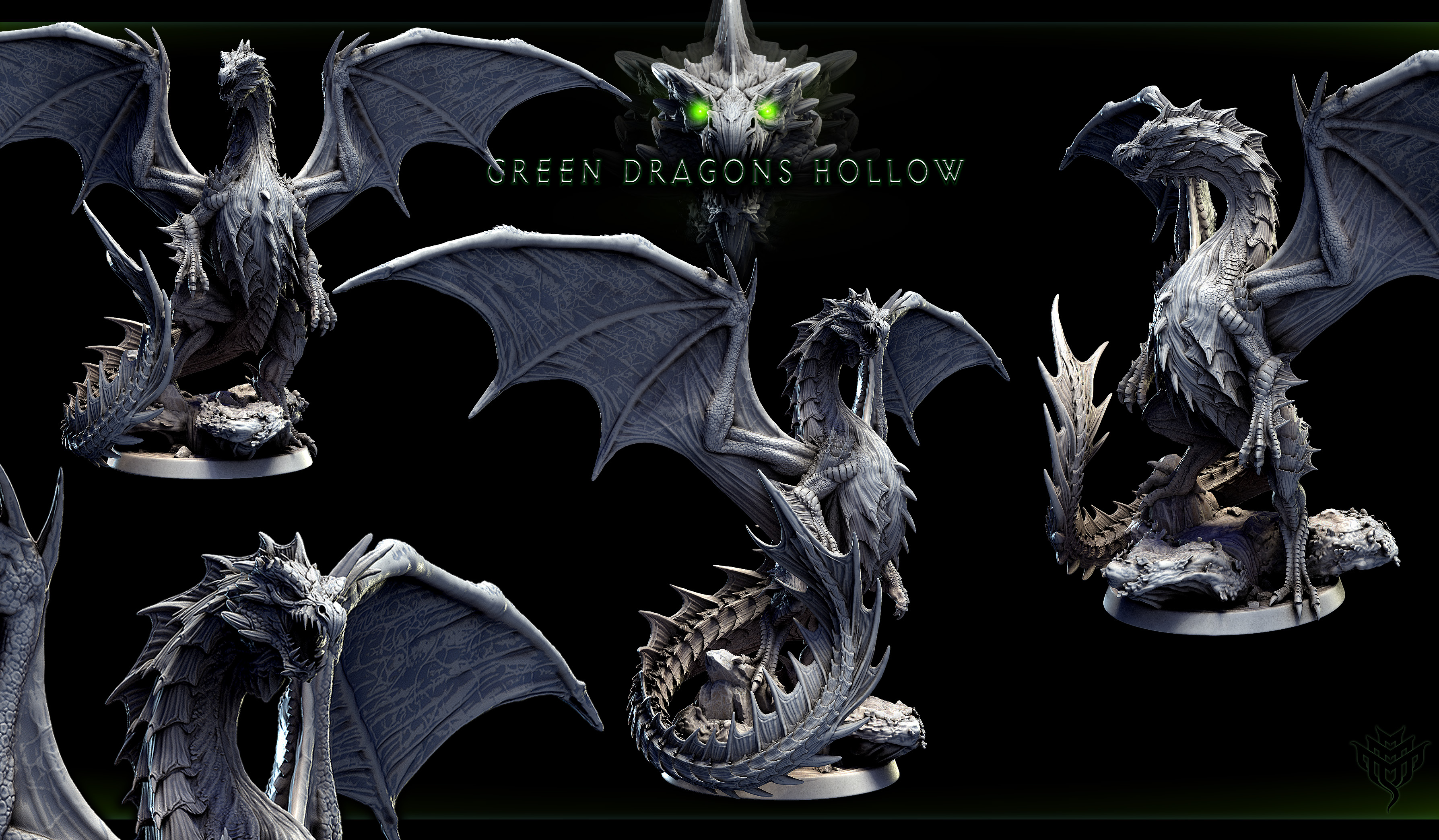 Exclusive Green DRAGON (Young, Adolescent, Adult, Elder) (7 poses) STL ...