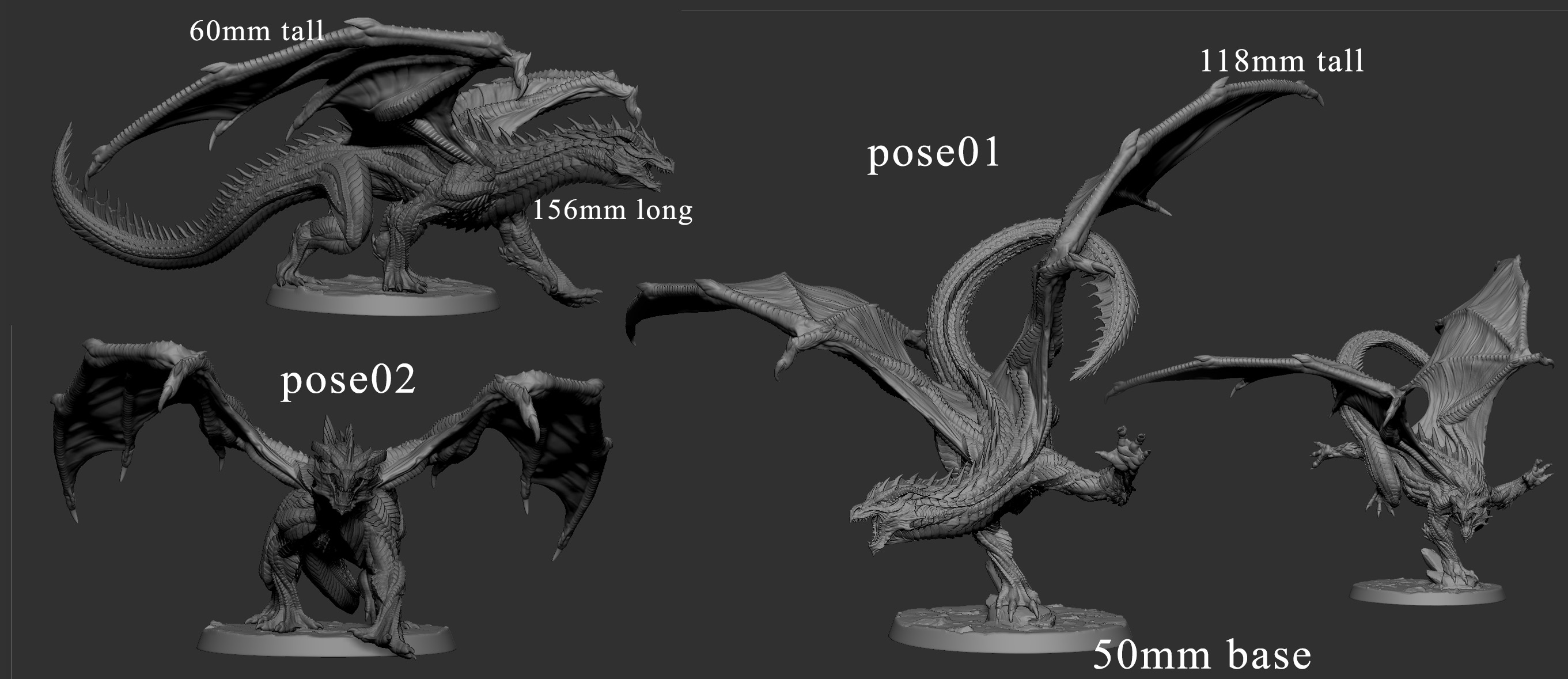 Exclusive RED DRAGON (Young, Adolescent, Adult, Elder) (7 poses) STL ...