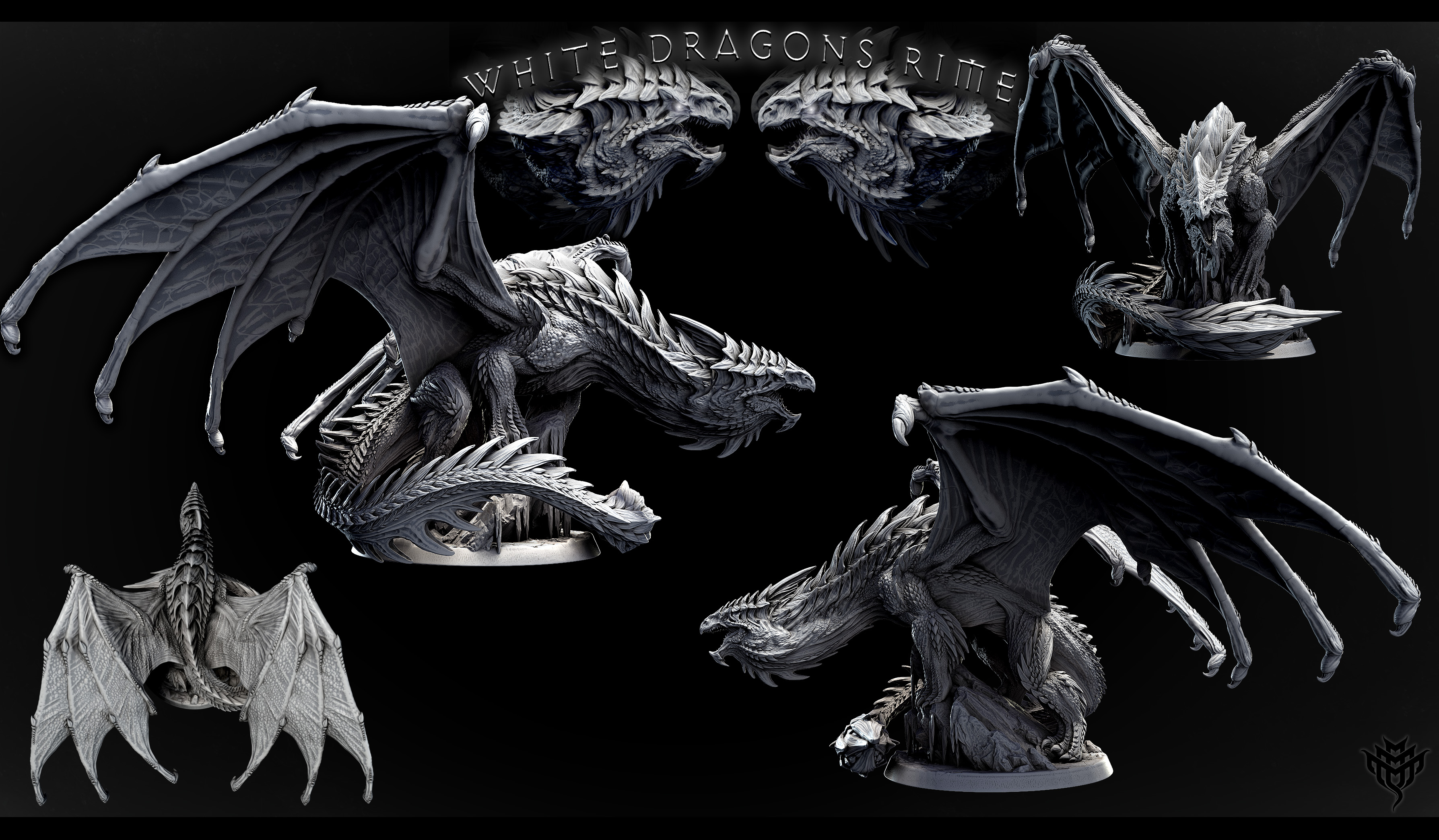 Exclusive White DRAGON (Young, Adolescent, Adult, Elder) (7 poses) STL ...