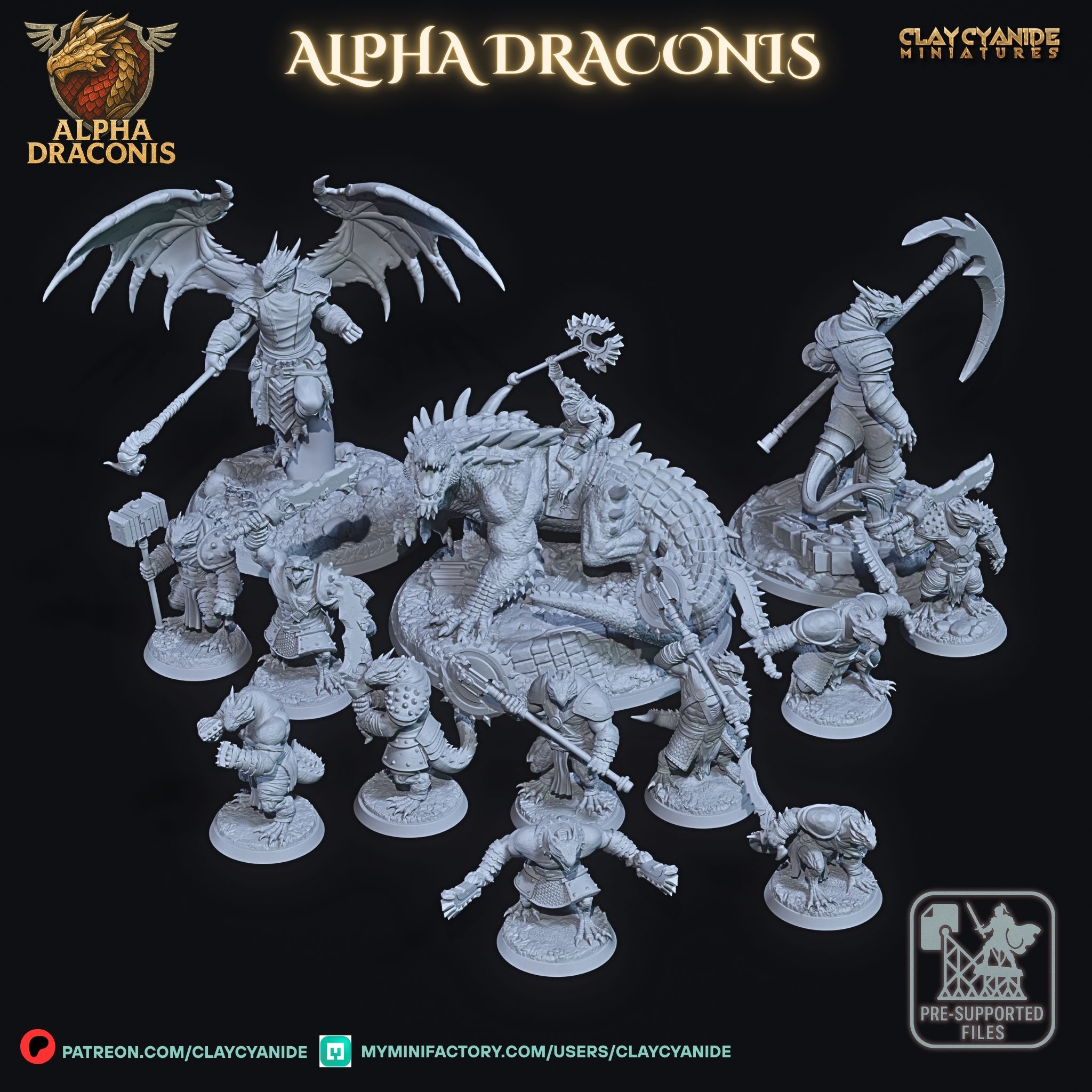Exclusive Alpha Draconis Dragonborn STL Product Bundle by Clay Cyanide Miniatures