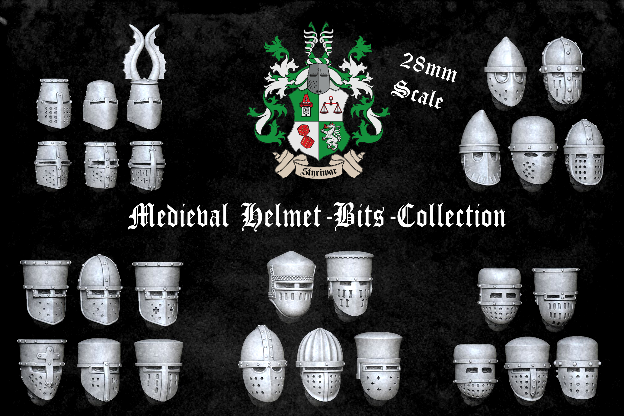 Exclusive Medieval Helmet-Bits Collection STL Product Bundle by Styriwar