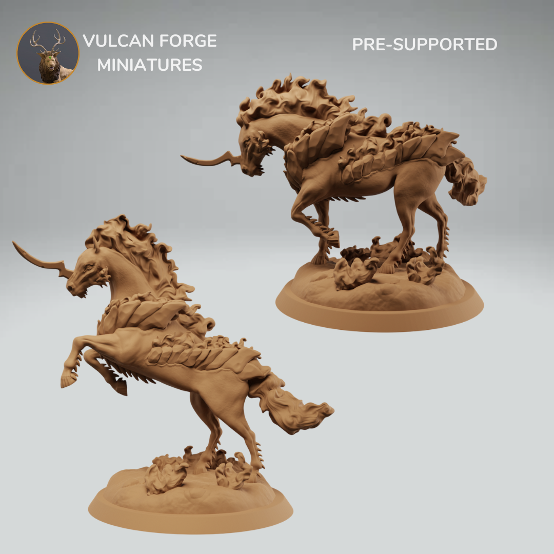 Exclusive Nightmare Hell horse with flames bundle - pre supported STL Product Bundle by Vulcan ...