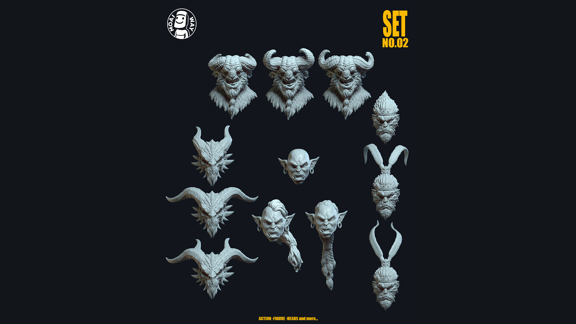 Exclusive Head Pack SET.02 STL Product Bundle by diego