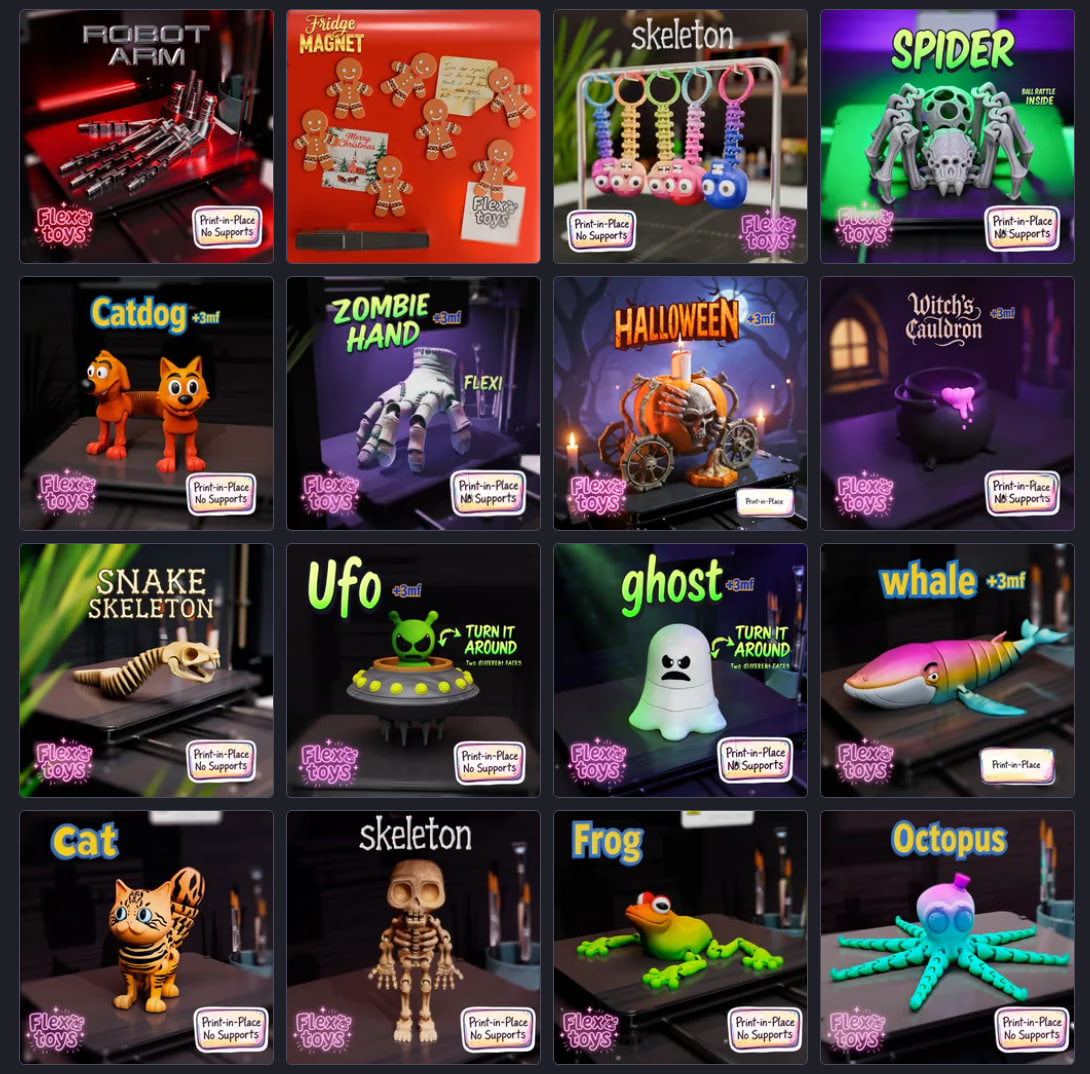 Exclusive Flexi Mega Bundle – 18 Flexible Toys for 3D Printing! STL ...