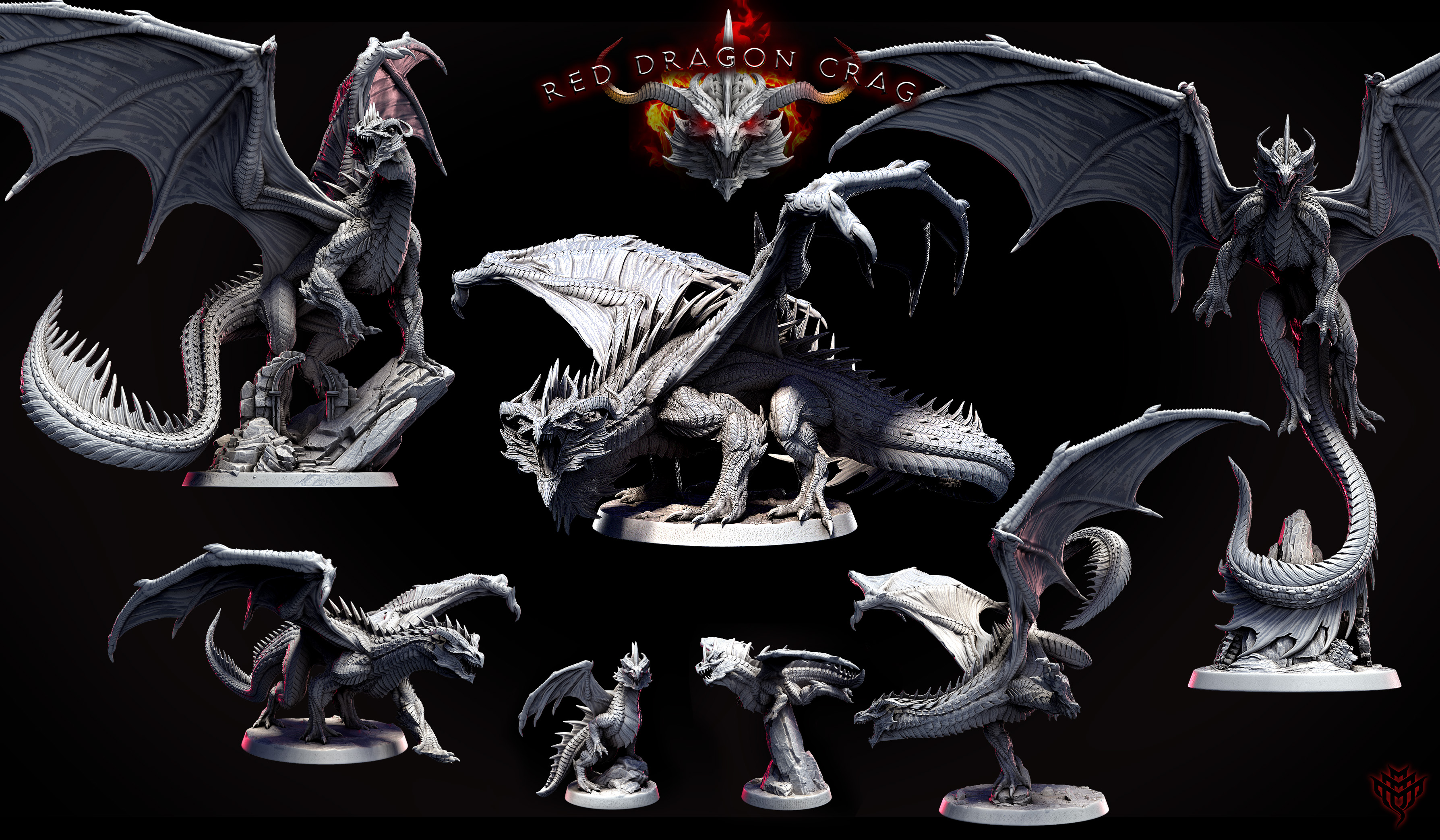 Exclusive RED DRAGON (Young, Adolescent, Adult, Elder) (7 poses) STL ...
