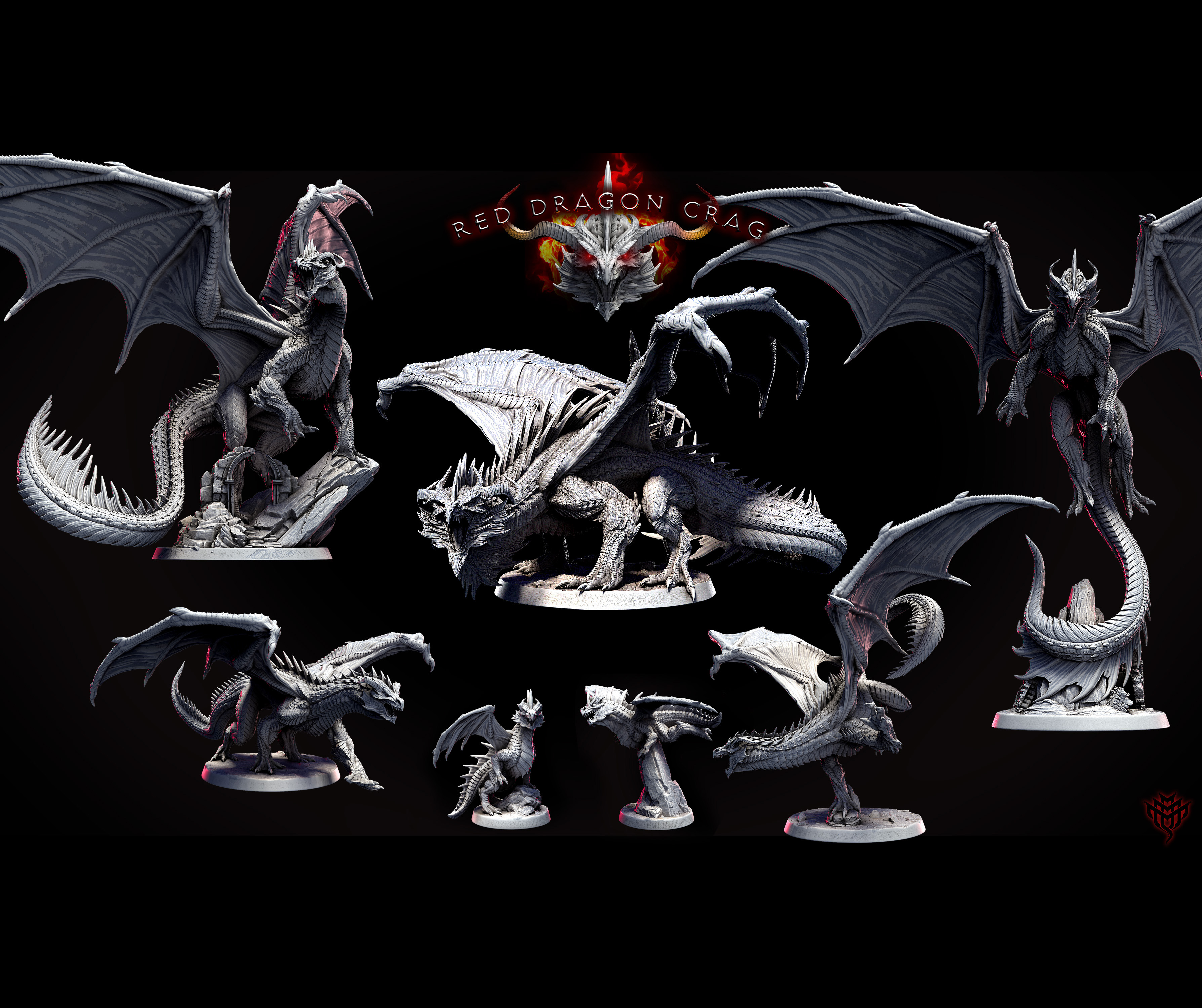 Exclusive RED DRAGON (Young, Adolescent, Adult, Elder) (7 poses) STL ...