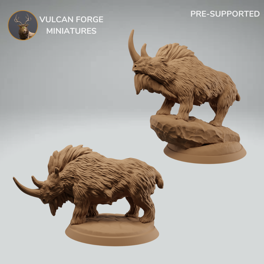 Exclusive Woolly Rhino dnd miniatures - pre supported STL Product Bundle by Vulcan Forge Miniatures
