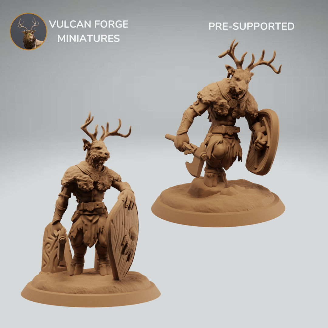 Exclusive Deerfolk Cervan Deer Warrior bundle - pre supported STL Product Bundle by Vulcan Forge ...