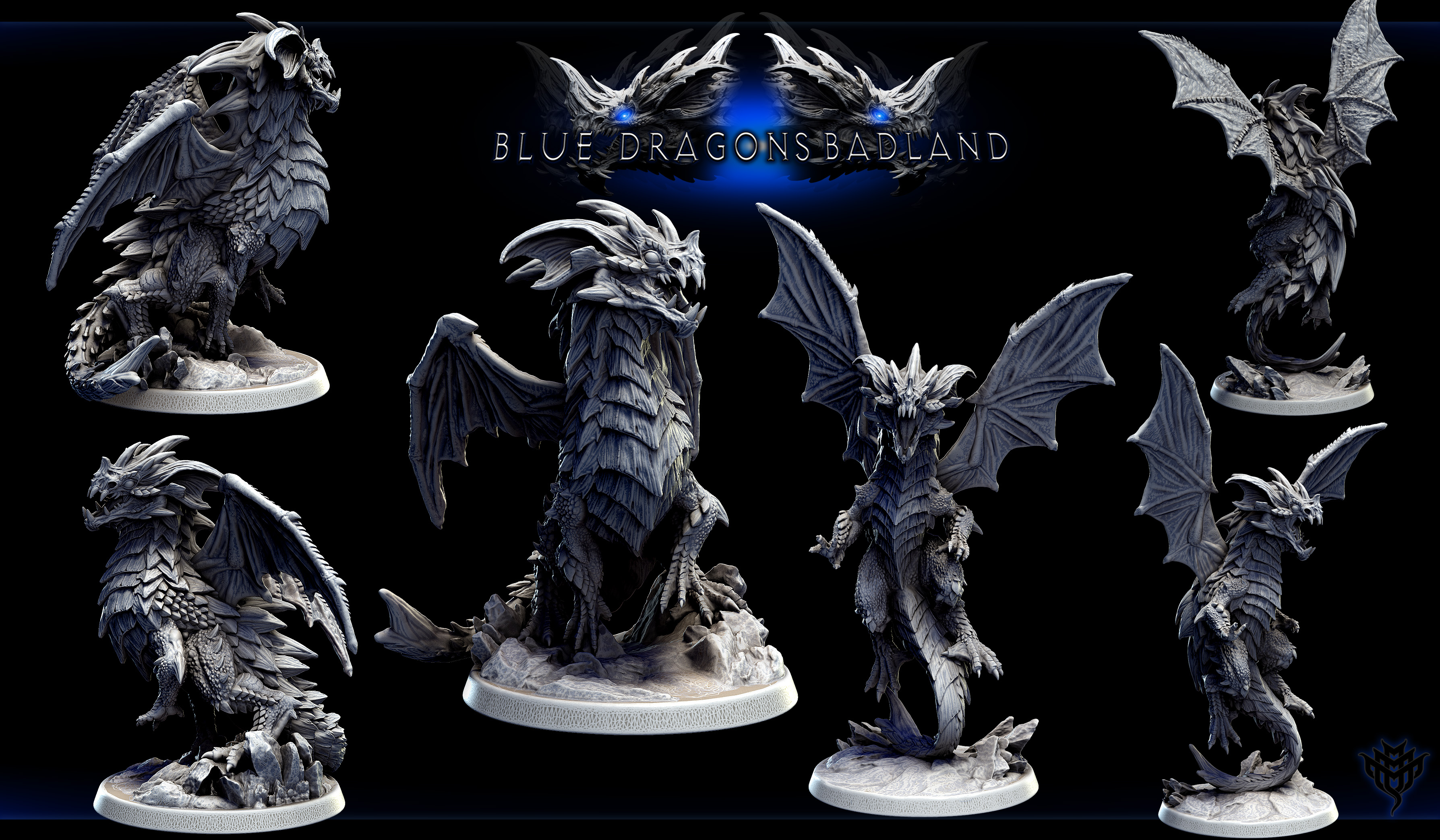 Exclusive Blue DRAGON (Young, Adolescent, Adult, Elder) (7 poses) STL ...